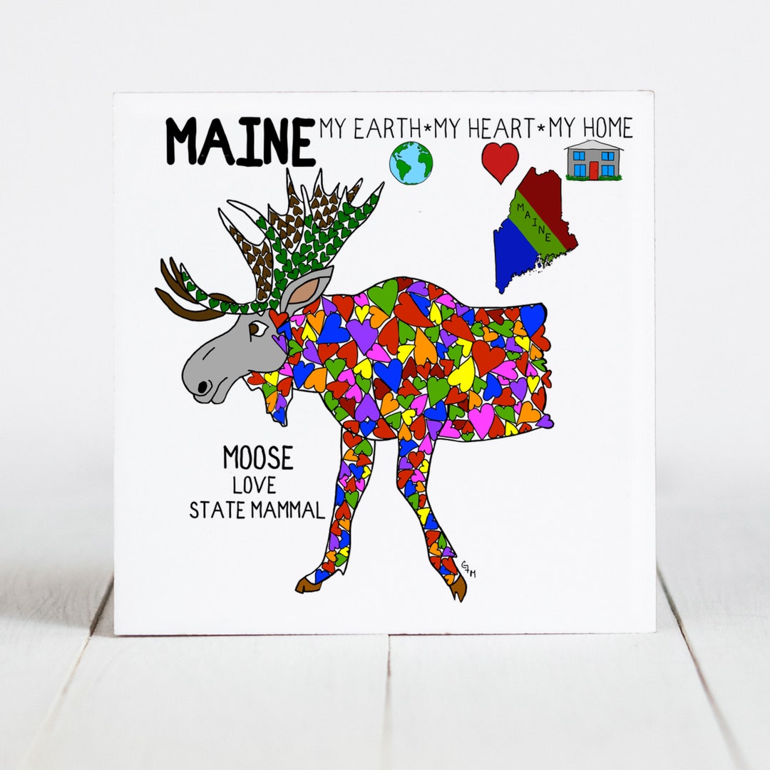 Ceramic Coaster, Maine, State Symbols, Moose, Love, Ceramic Tile ...
