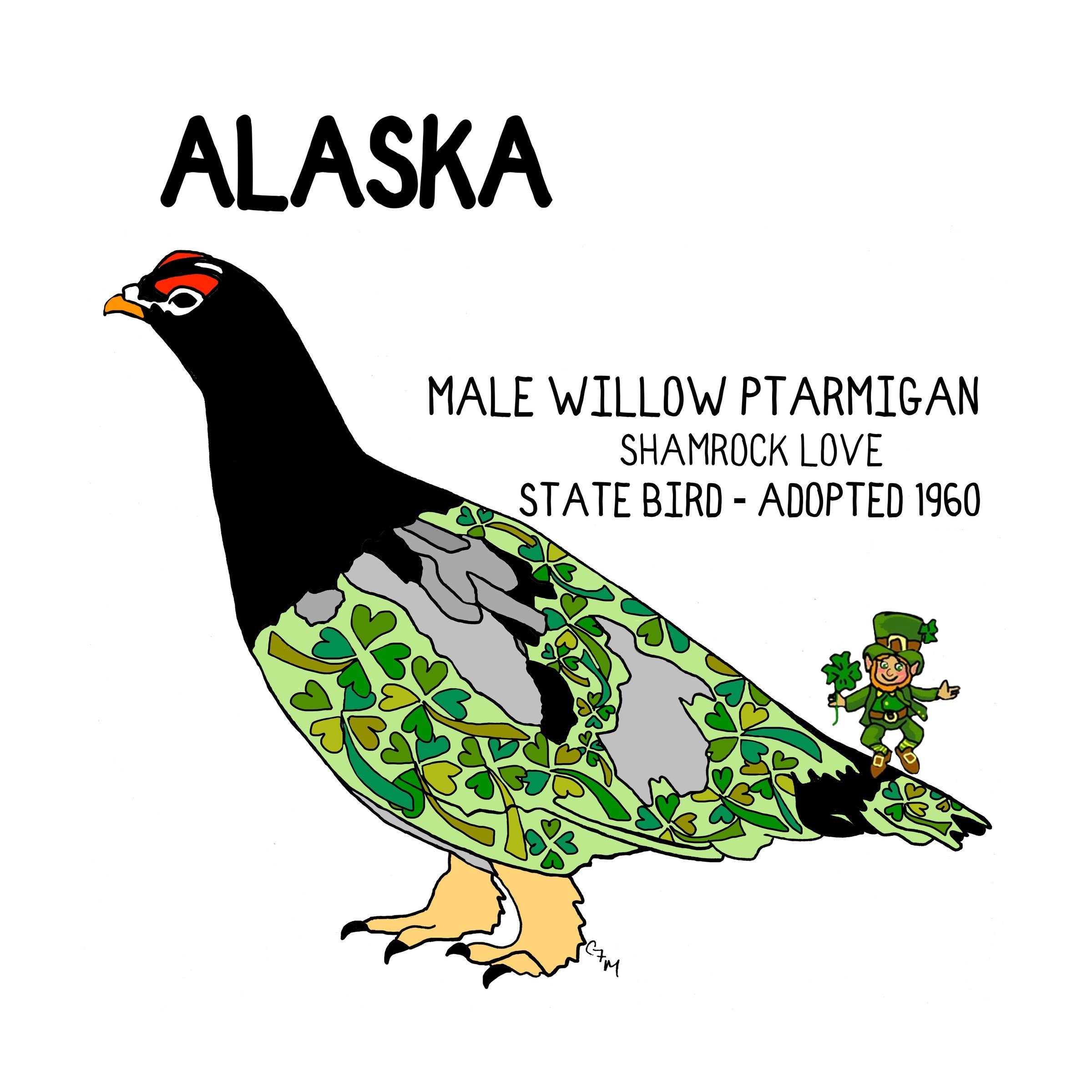 Ceramic Coaster, Alaska, State Symbols Series, Male Willow Ptarmigan ...