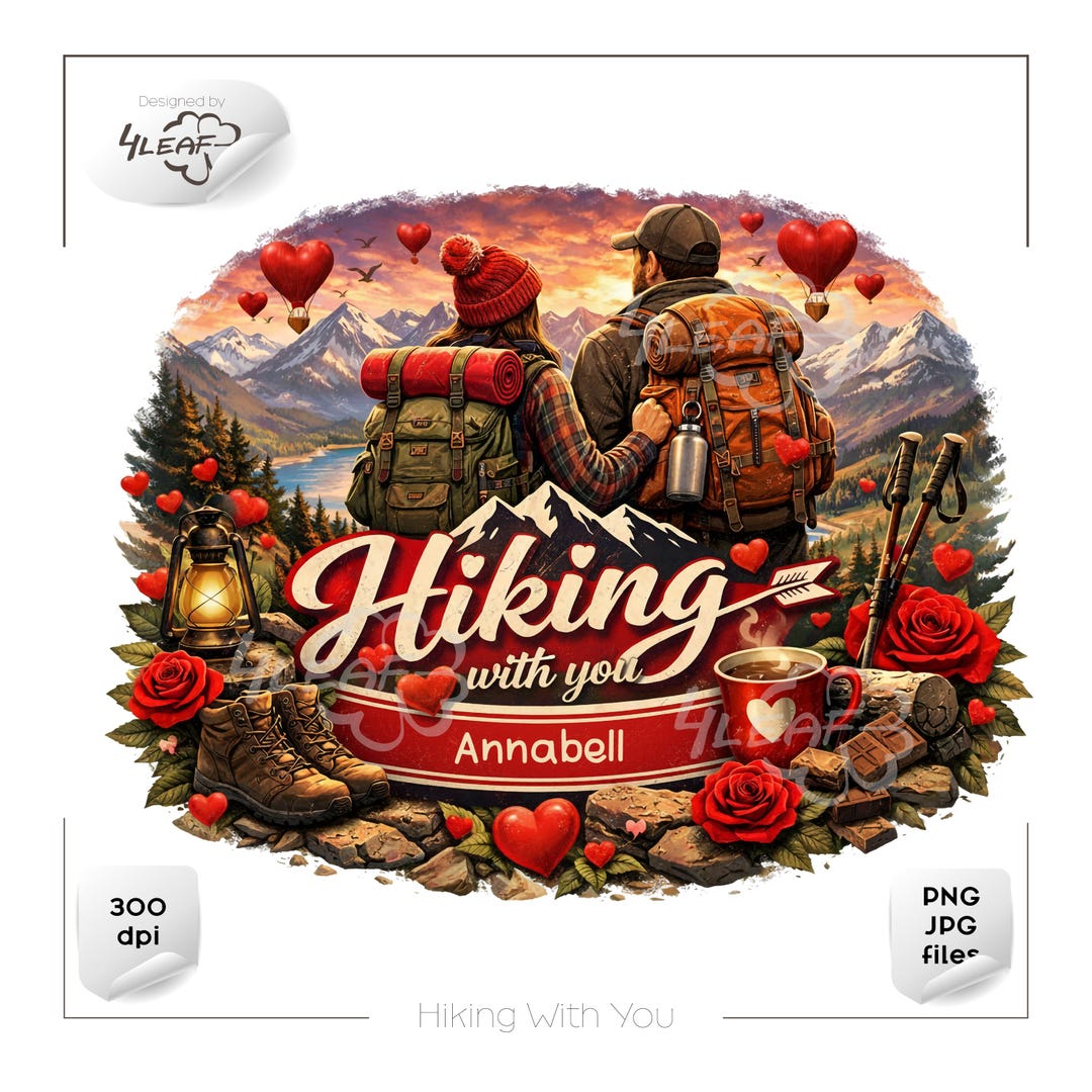Custom Hiking Couple Sublimation PNG | Personalized Outdoor Adventure ...