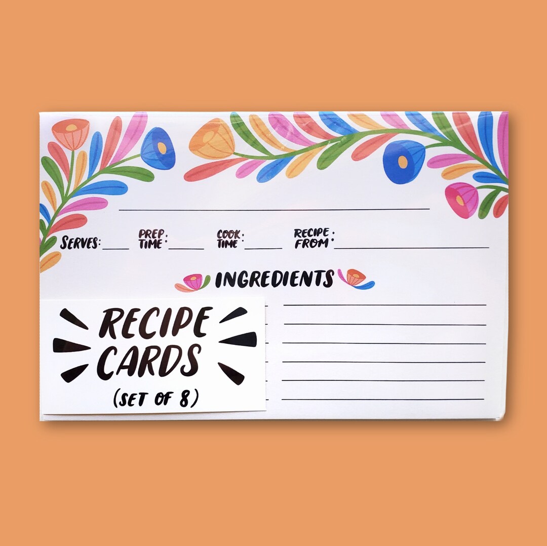 Otomi Recipe Cards - Modern, Colorful, Recipe Card Set, Mexican Style ...