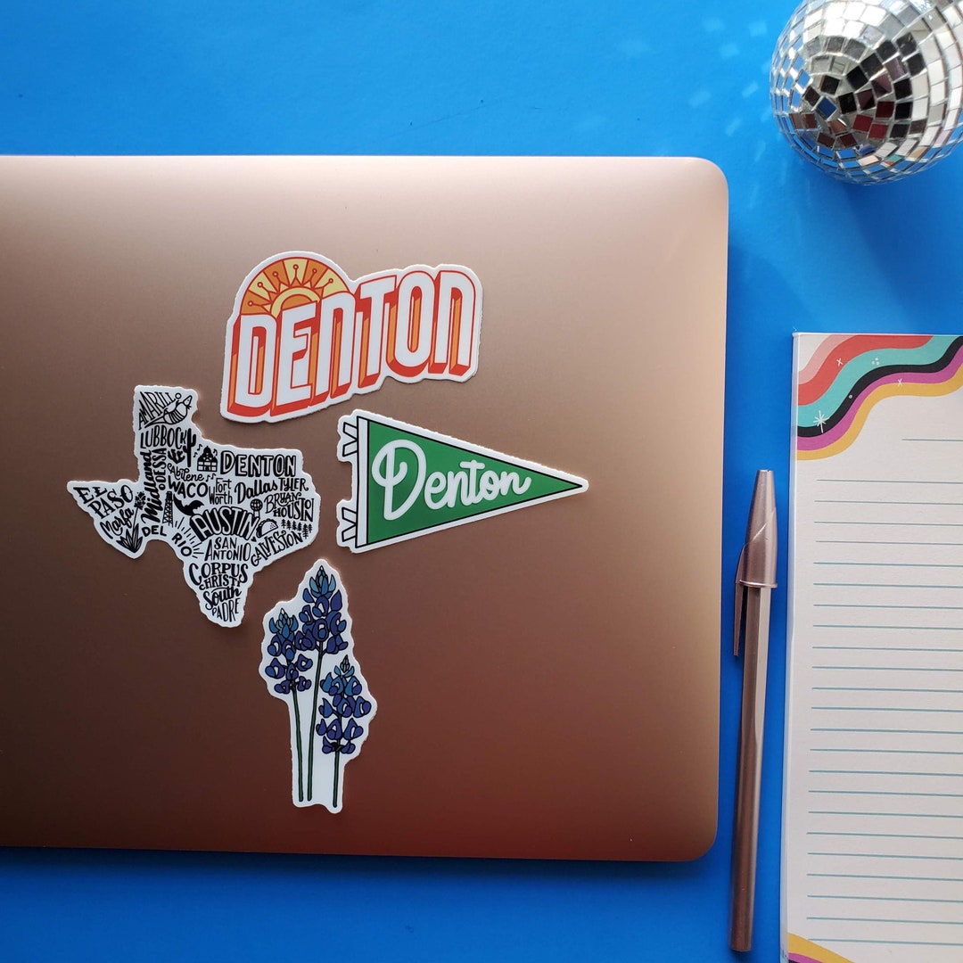 Denton Pennant Flag Vinyl Sticker Texas - Texas Sticker - Denton ...
