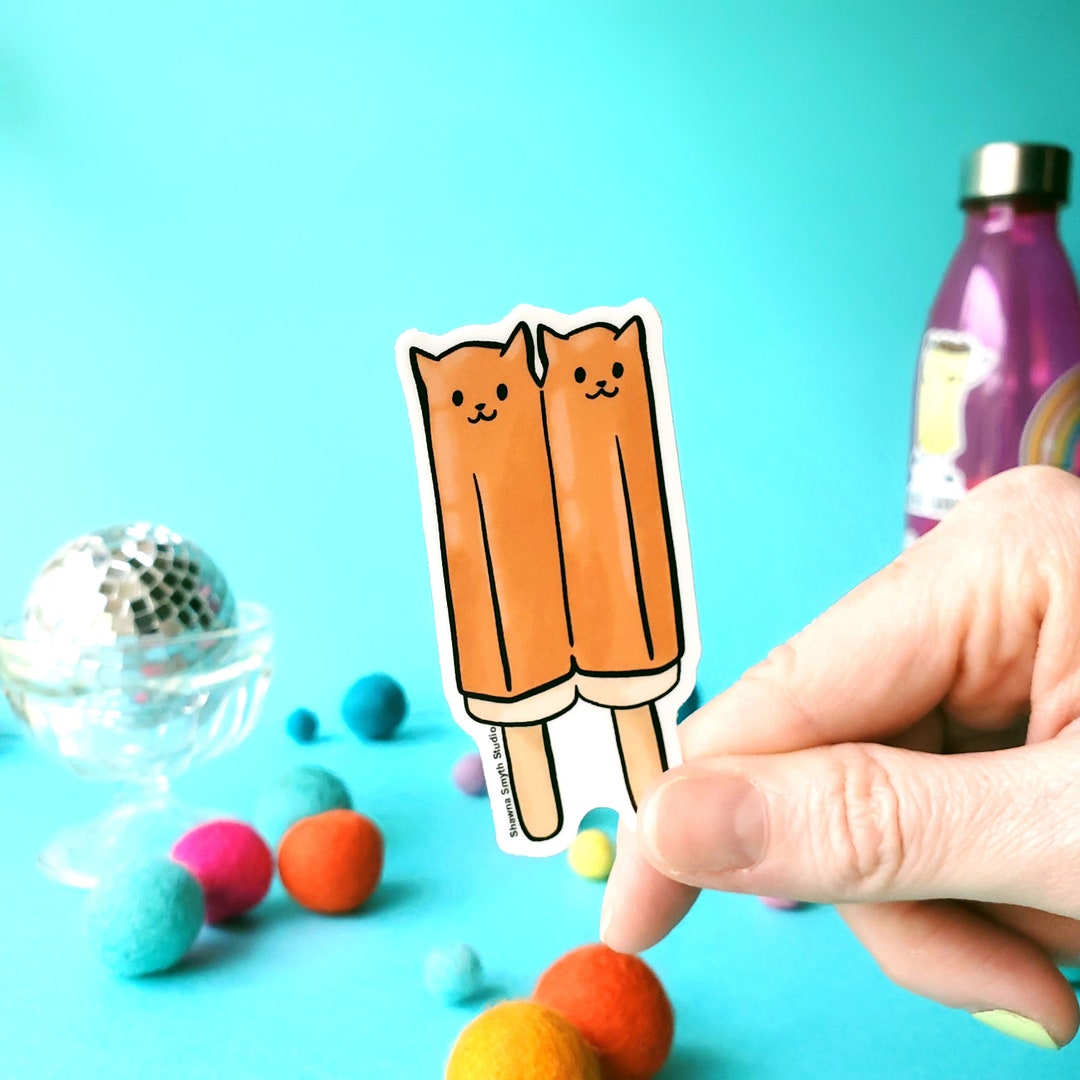 Cool Cat Twins Twinsicle Popsicle Vinyl Sticker (cute Cat Sticker, Cat ...