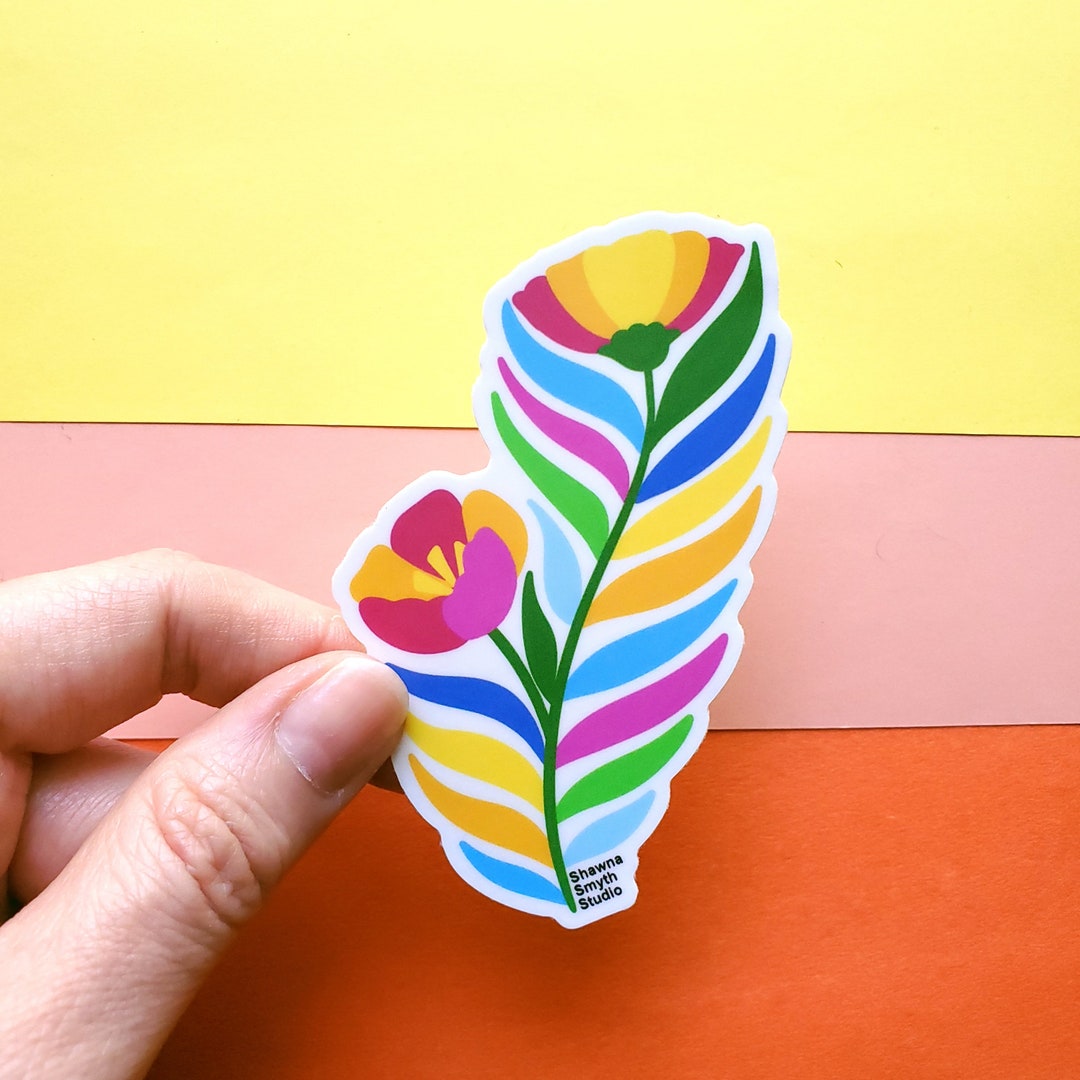 Otomi Flowers Matte Vinyl Sticker - Pretty Floral Sticker, Mexican Art ...