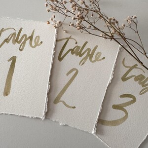 Hand-painted Watercolor Table Numbers: Deckled Edge Paper - Etsy