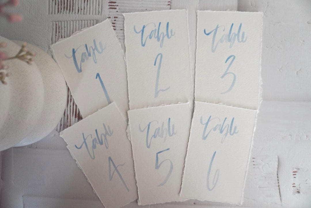 Hand-painted Watercolor Table Numbers: Deckled Edge Paper - Etsy