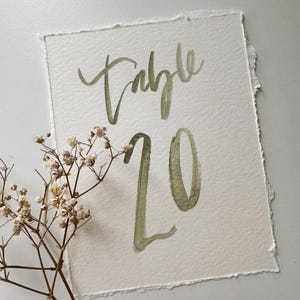 Hand-painted Watercolor Table Numbers: Deckled Edge Paper - Etsy
