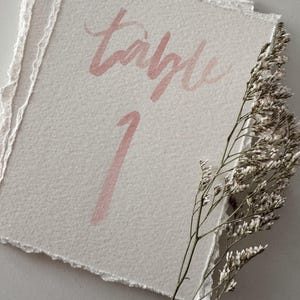 Hand-painted Watercolor Table Numbers: Deckled Edge Paper - Etsy