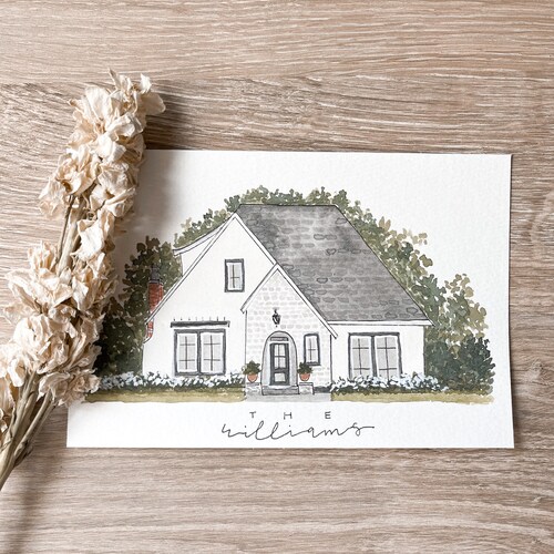 Custom House Drawing From Photo House Portrait Realtor Gift | Etsy