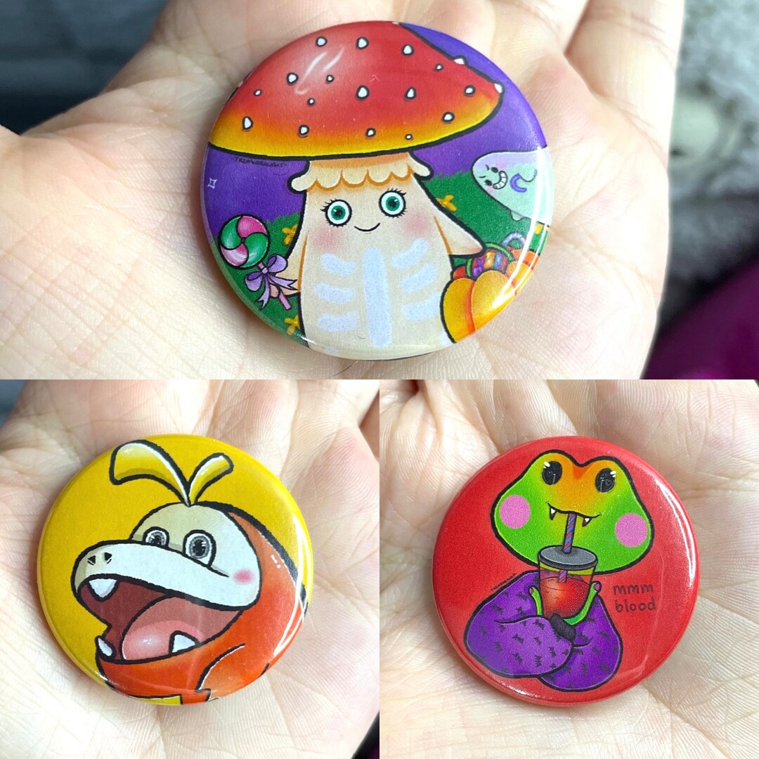 Vampire Frog With Sippy Cup, Halloween Mushroom, Fuecoco Pokemon 38mm ...