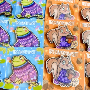 Cosy Frog in a Sweater Cottagecore Wildlife Reptiles Wooden - Etsy