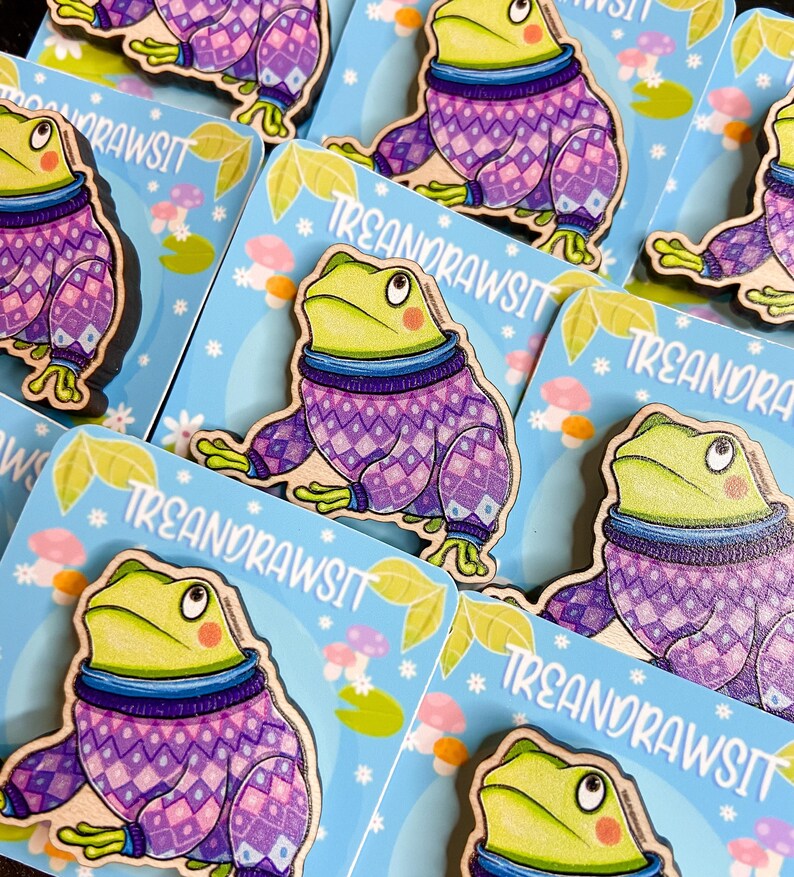 Cosy Frog in a Sweater Cottagecore Wildlife Reptiles Wooden - Etsy