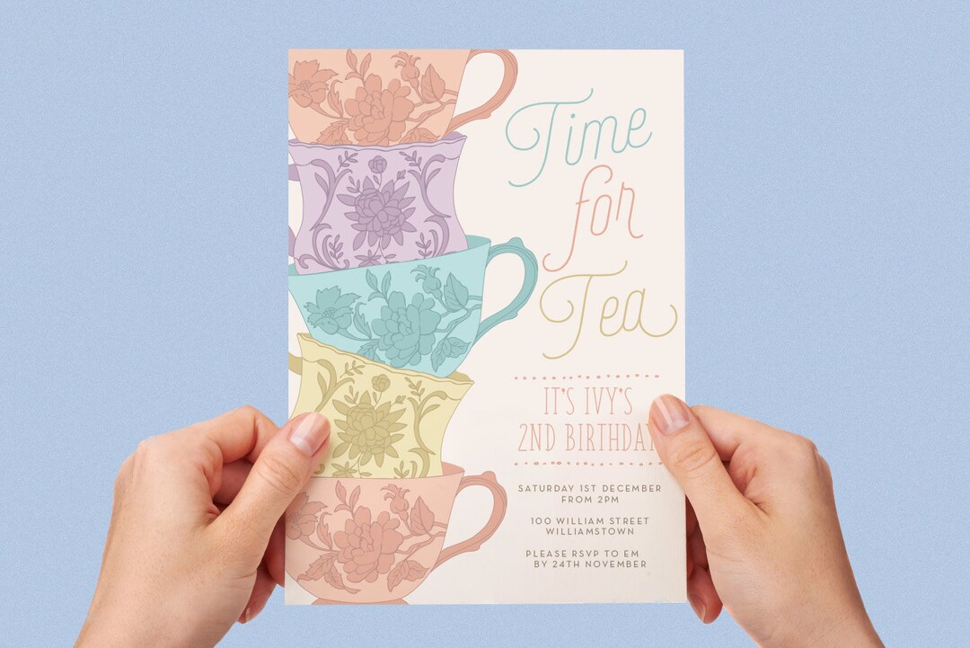 High Tea Invite Tea Party Theme Party Printable Birthday Invitation ...