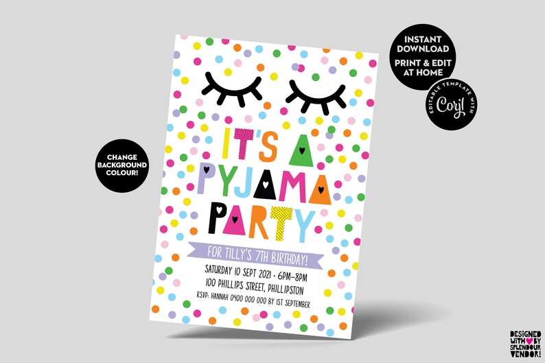 Pyjama Party Sleepover Invite Printable Personalised - Etsy