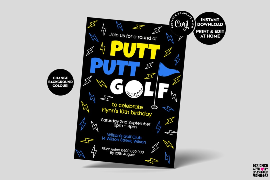 Putt Putt Golf Party Invite Sports Theme Party Printable Boys Birthday ...