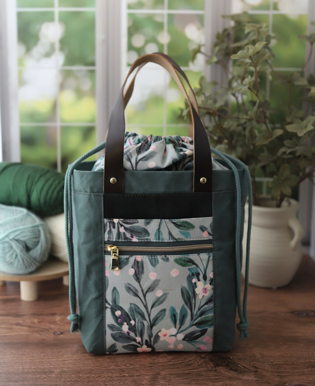 Firefly Tote Bag With Leather Handles, Agave Waxed Canvas With Winter ...