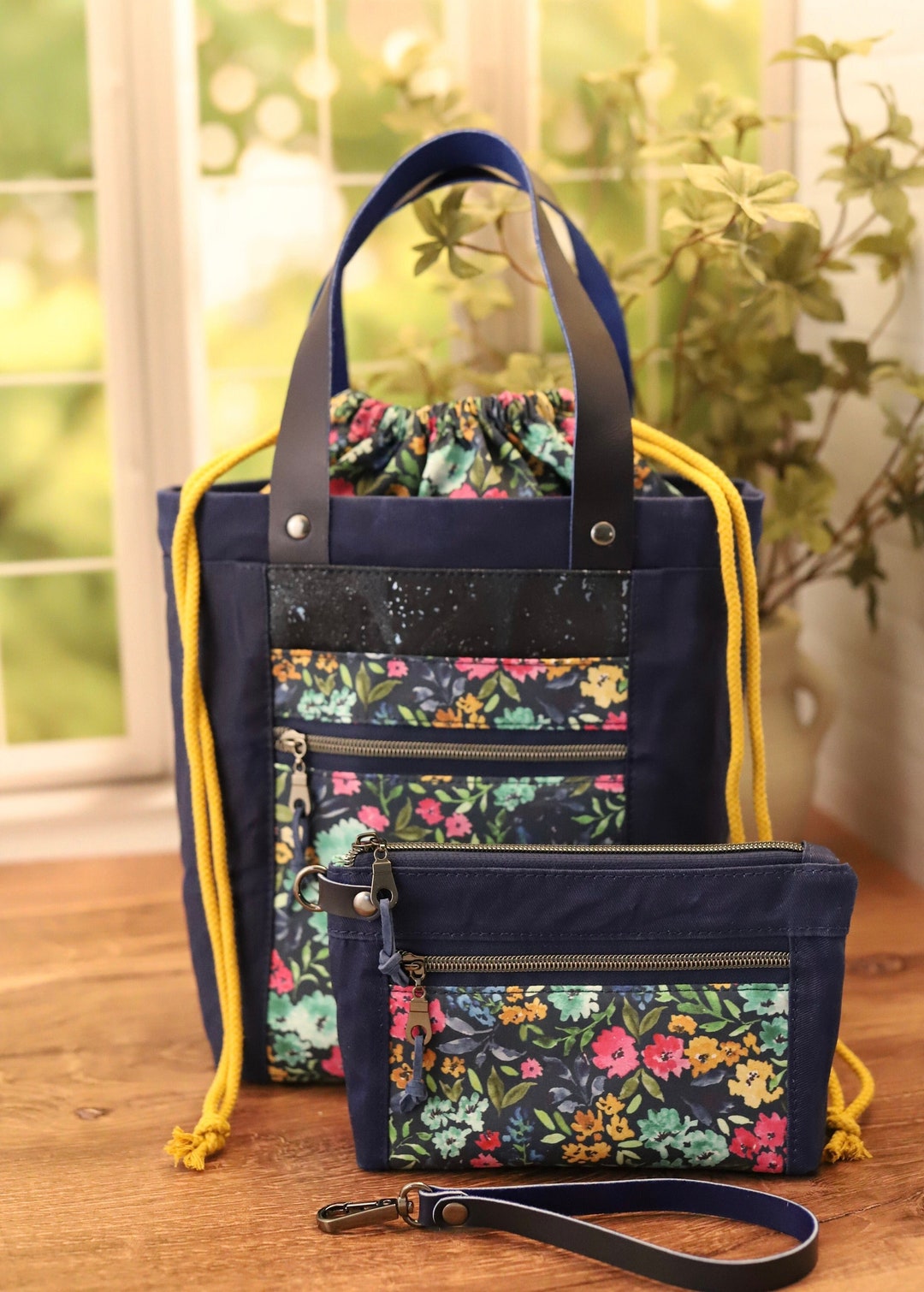 Firefly Tote Bag With Leather Handles, Waxed Canvas With Bright Pink ...