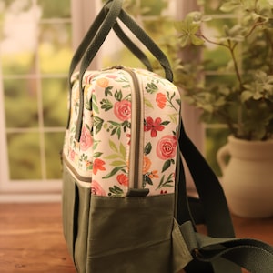 Spring Green Floral and Waxed Canvas Mini Backpack - Etsy