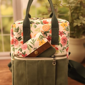 Spring Green Floral and Waxed Canvas Mini Backpack - Etsy