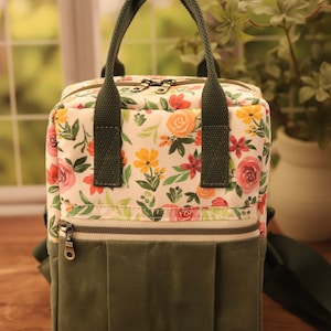 Spring Green Floral and Waxed Canvas Mini Backpack - Etsy