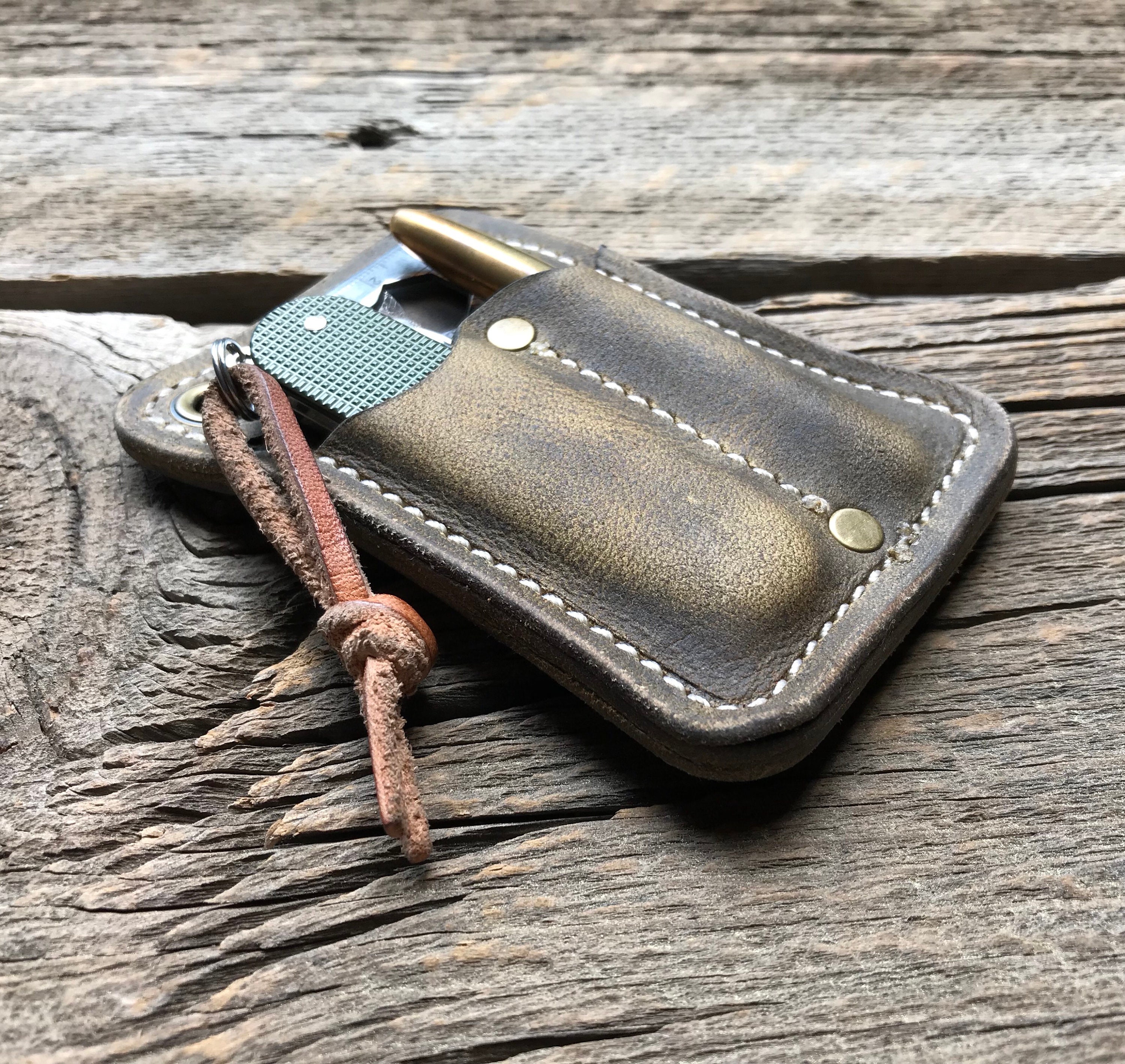 EDC-01G Leather Gear Caddy With Lanyard Everyday Carry Your | Etsy