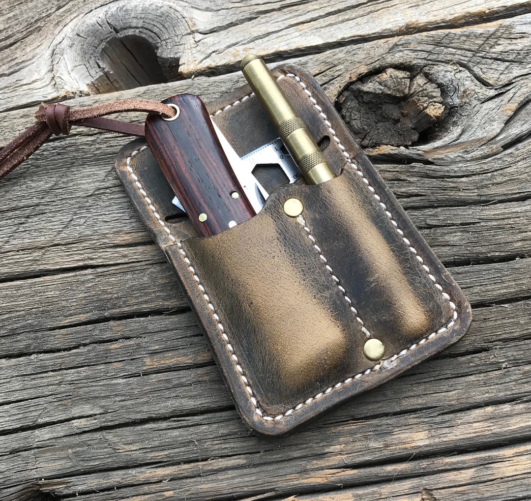 EDC-01L Leather Gear Caddy, Everyday Carry Your Bench Made Pocket Knife ...