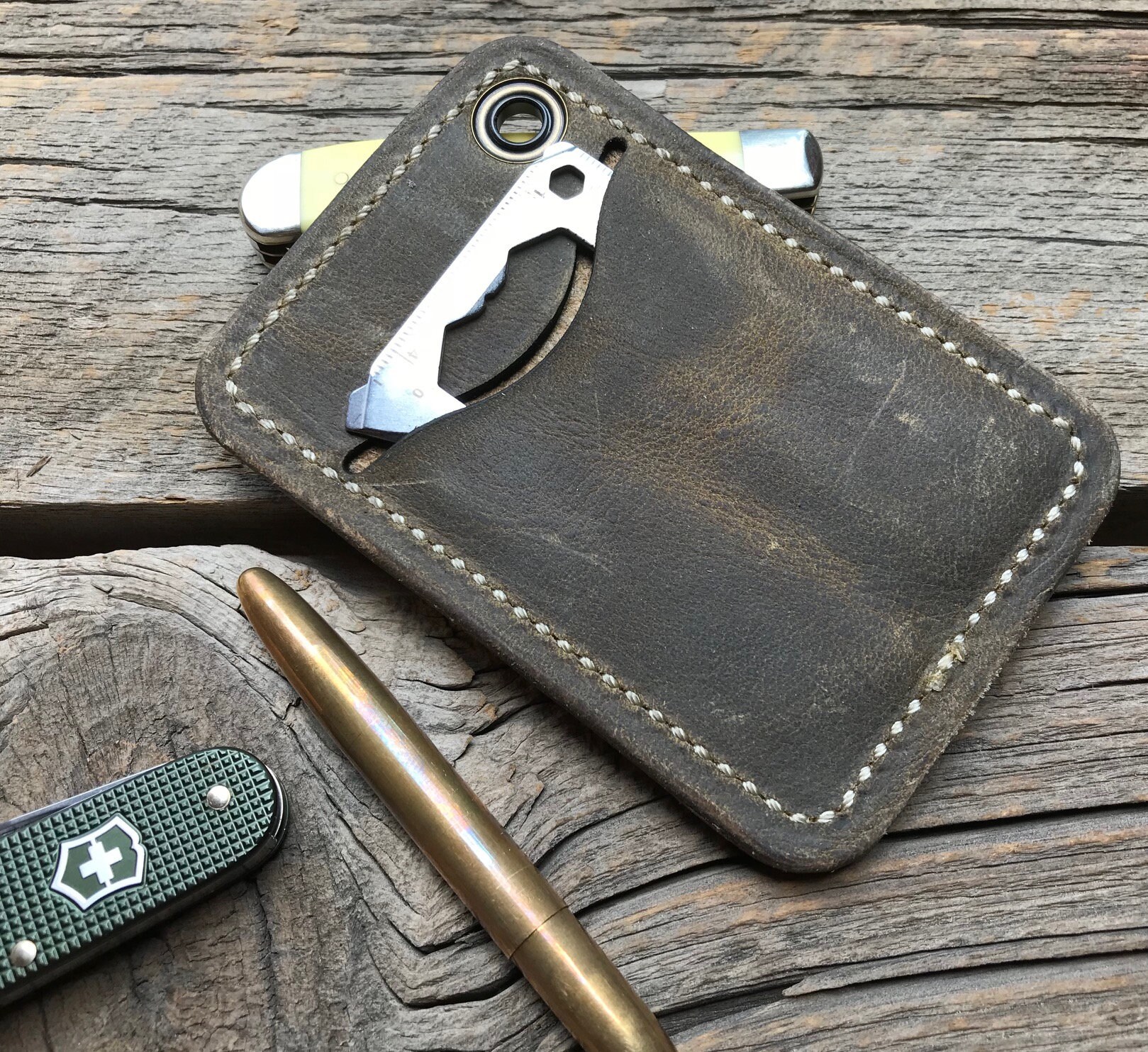 EDC-01G Leather Gear Caddy With Lanyard Everyday Carry Your | Etsy