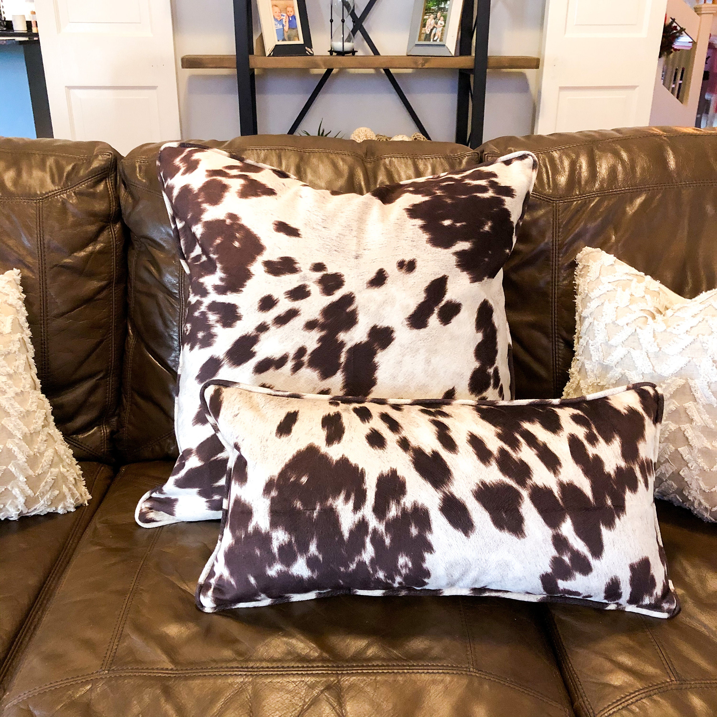 Suede Faux Cow Hide Pillow - Etsy