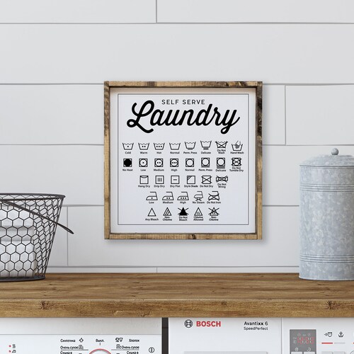 Self Serve Laundry Symbols Framed Wood Sign - Etsy