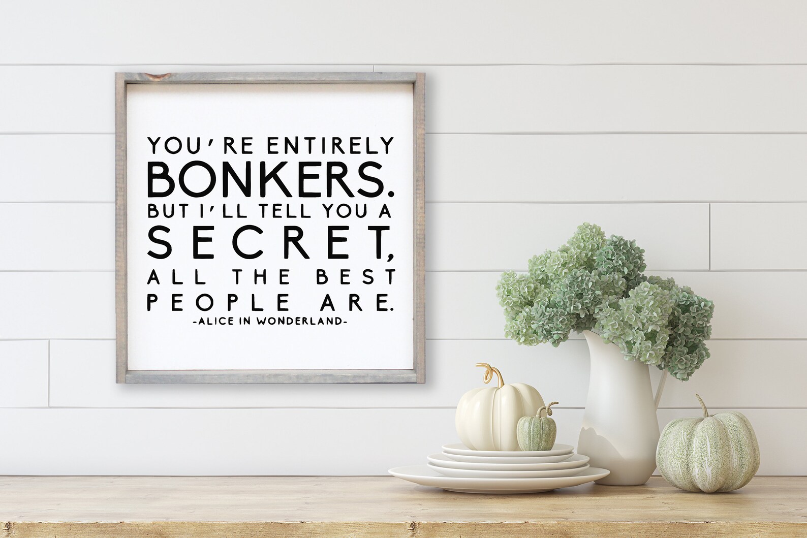You're Entirely Bonkers Alice in Wonderland Quote Wood | Etsy