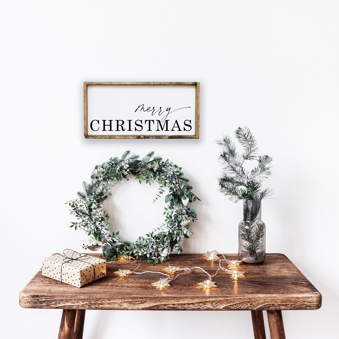 Merry Christmas Framed Wood Sign | Christmas Decor | Xmas Sign | Xmas ...