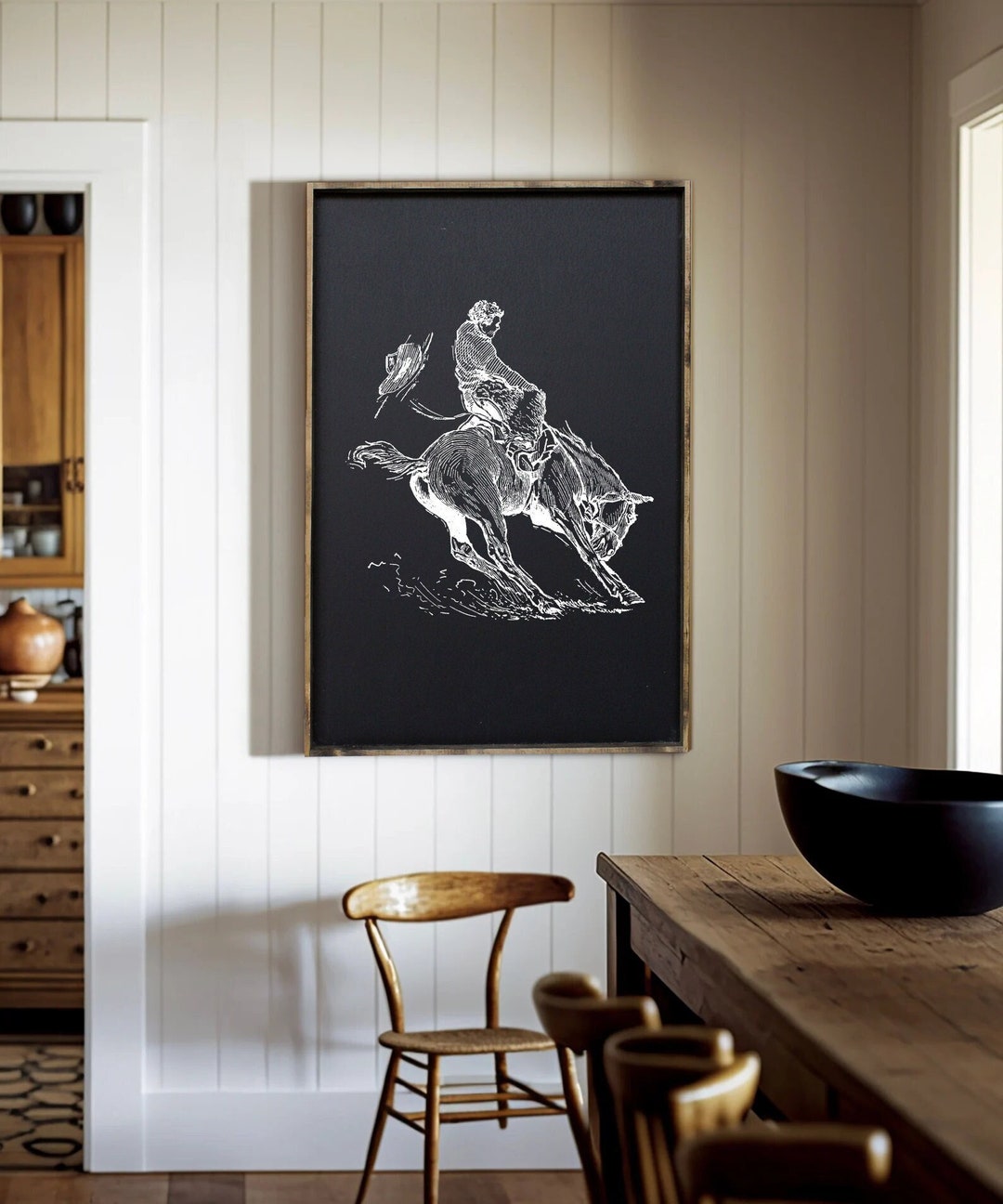 Bucking Bronco Framed Print | Western Wall Art | Country Wood Sign ...