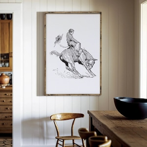 Bucking Bronco Framed Print | Western Wall Art | Country Wood Sign ...
