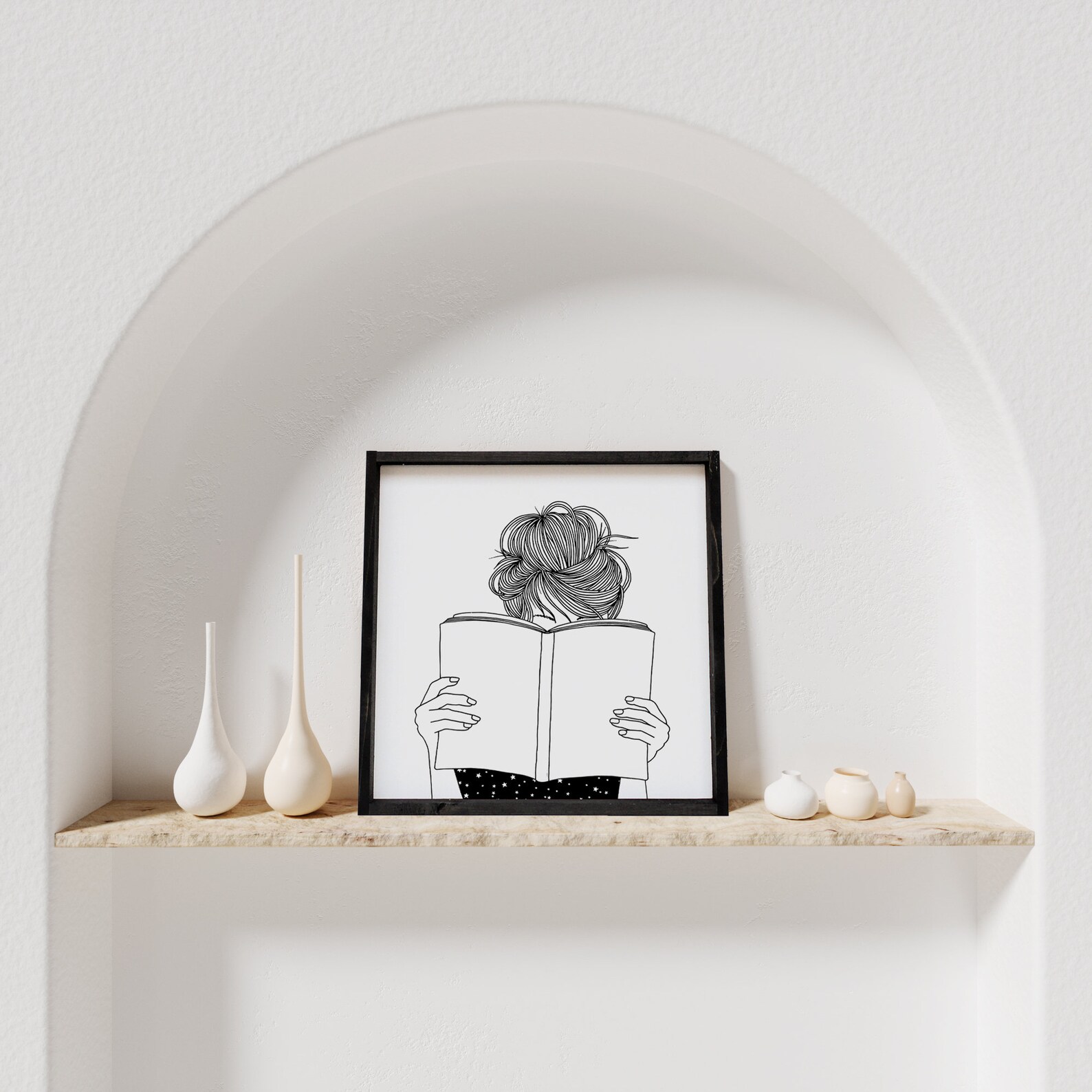 Reading Silhouette Wood Sign Farmhouse Style Framed Wood - Etsy