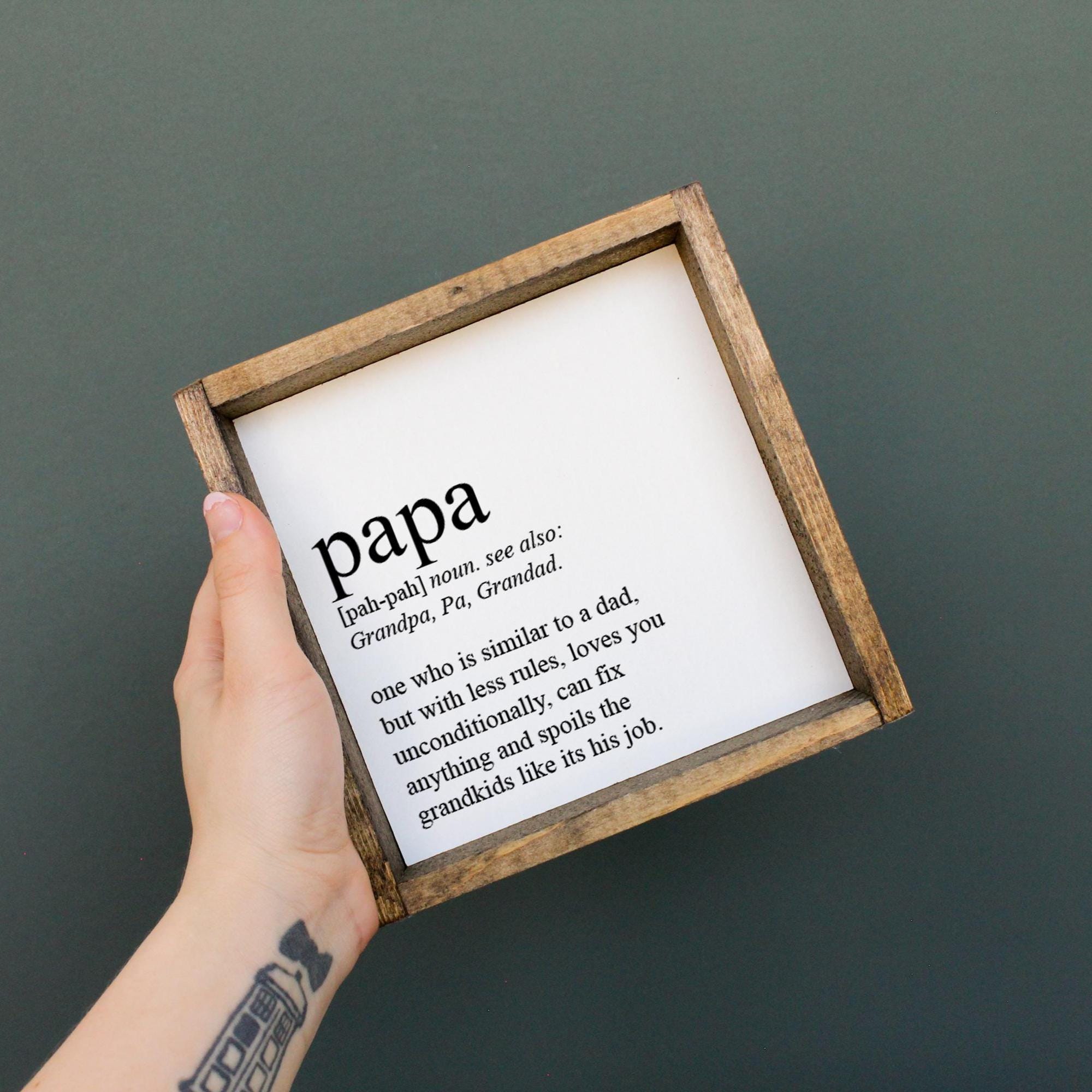 Papa Definition Sign – Grandpa Gift Wall Art, Rustic Wood Sign for ...