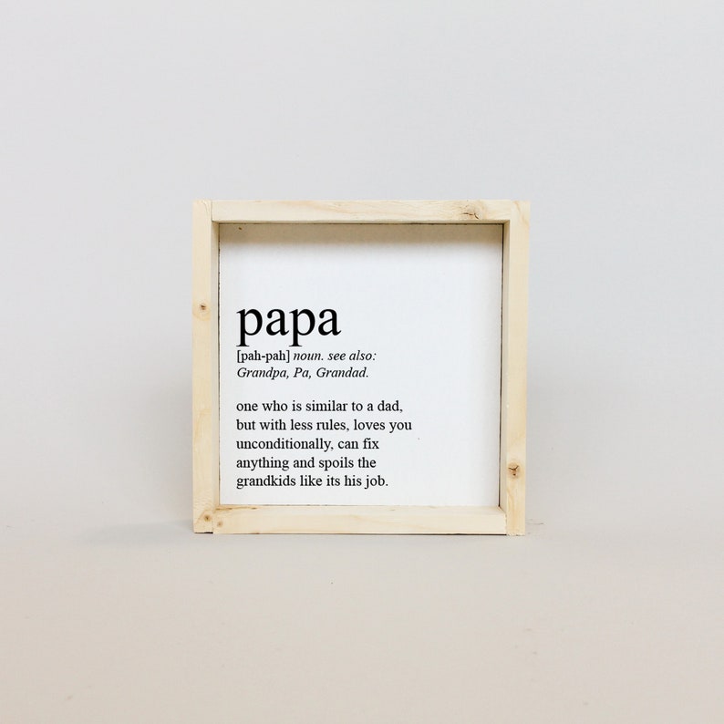 Papa Definition Sign – Grandpa Gift Wall Art, Rustic Wood Sign for ...