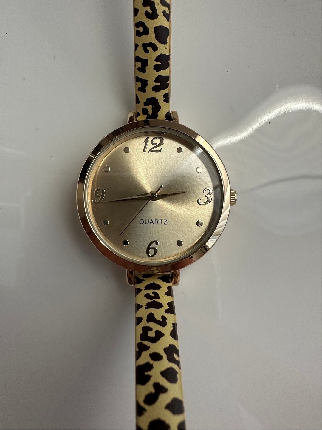 Women's Large Face Wristwatch W/leopard Band - Etsy UK