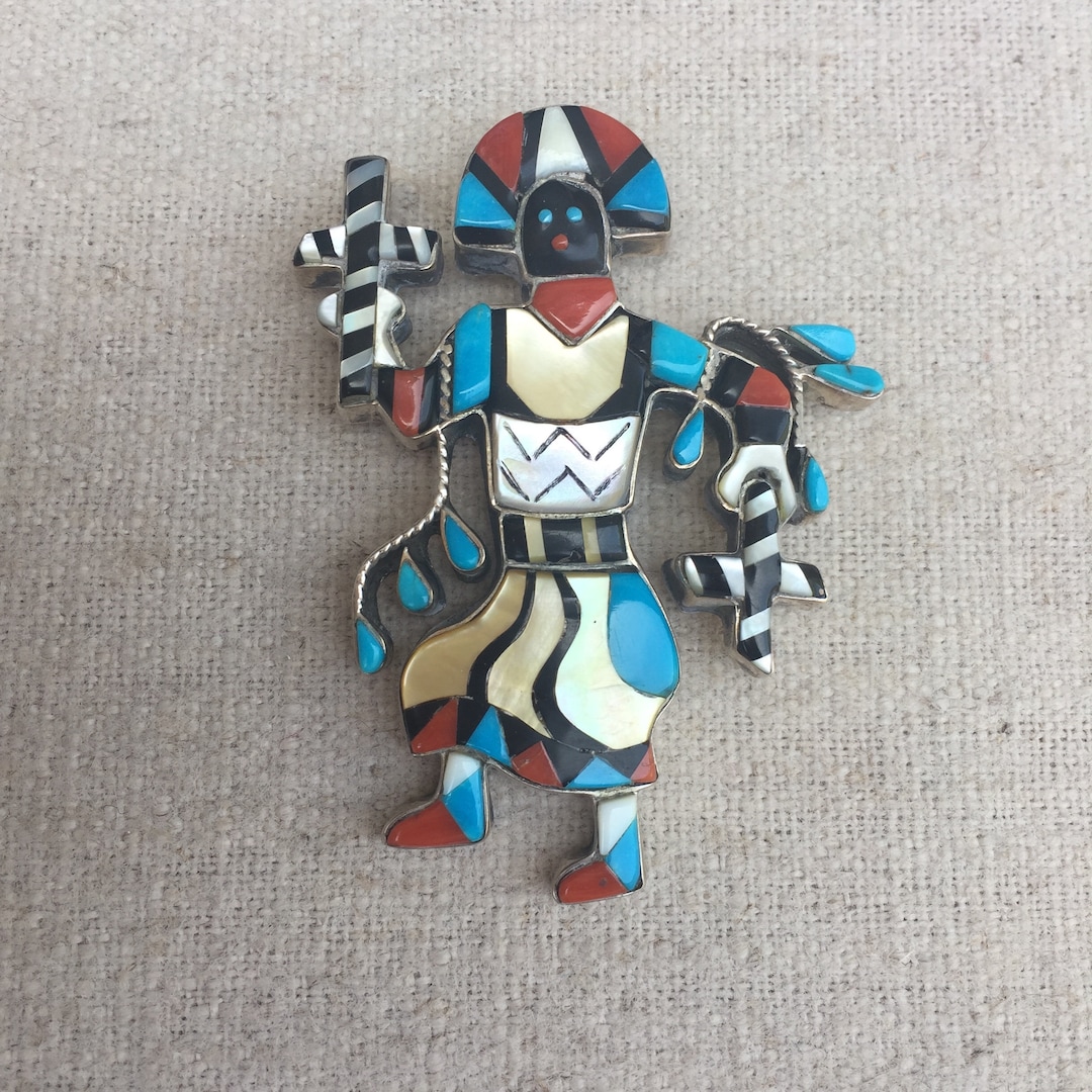 Apache Spirit Dancer Pendant Pin Brooch Signed Tom Cowboy Native ...