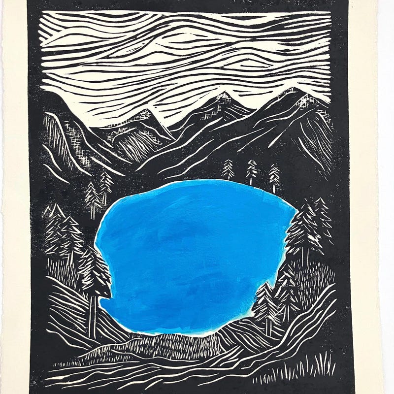 Linocut Landscape - Etsy