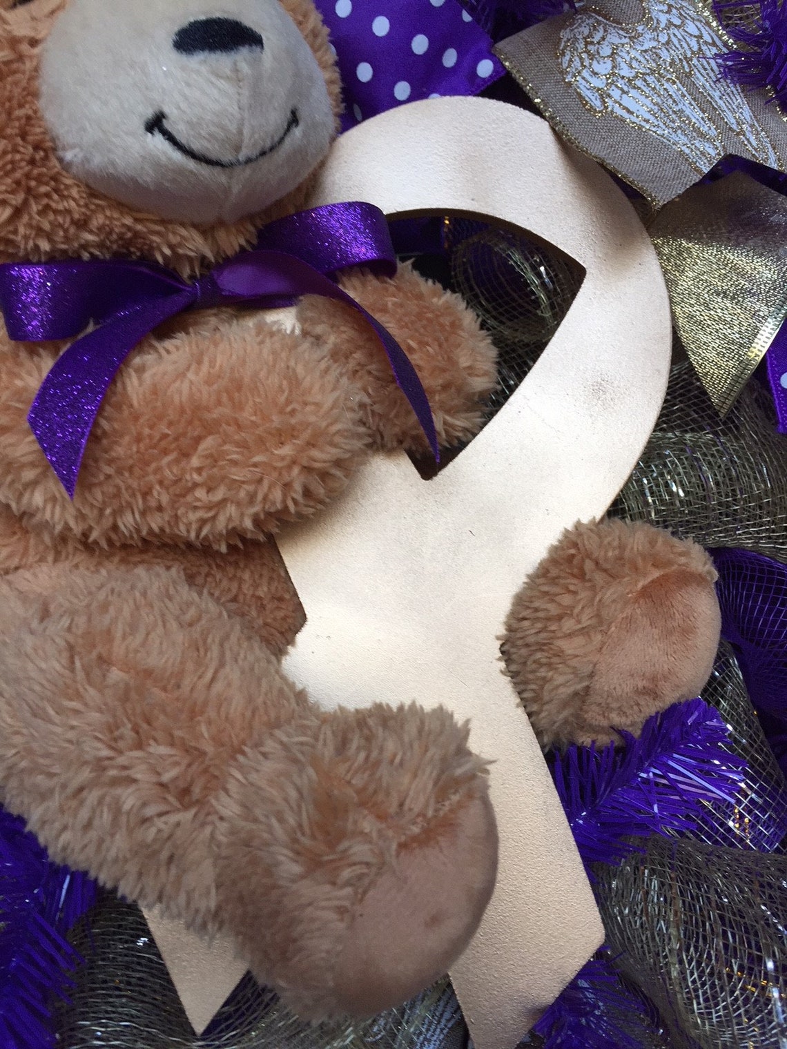 Childhood Cancer Awareness Wreath Teddy Bear Cancer Awareness - Etsy ...