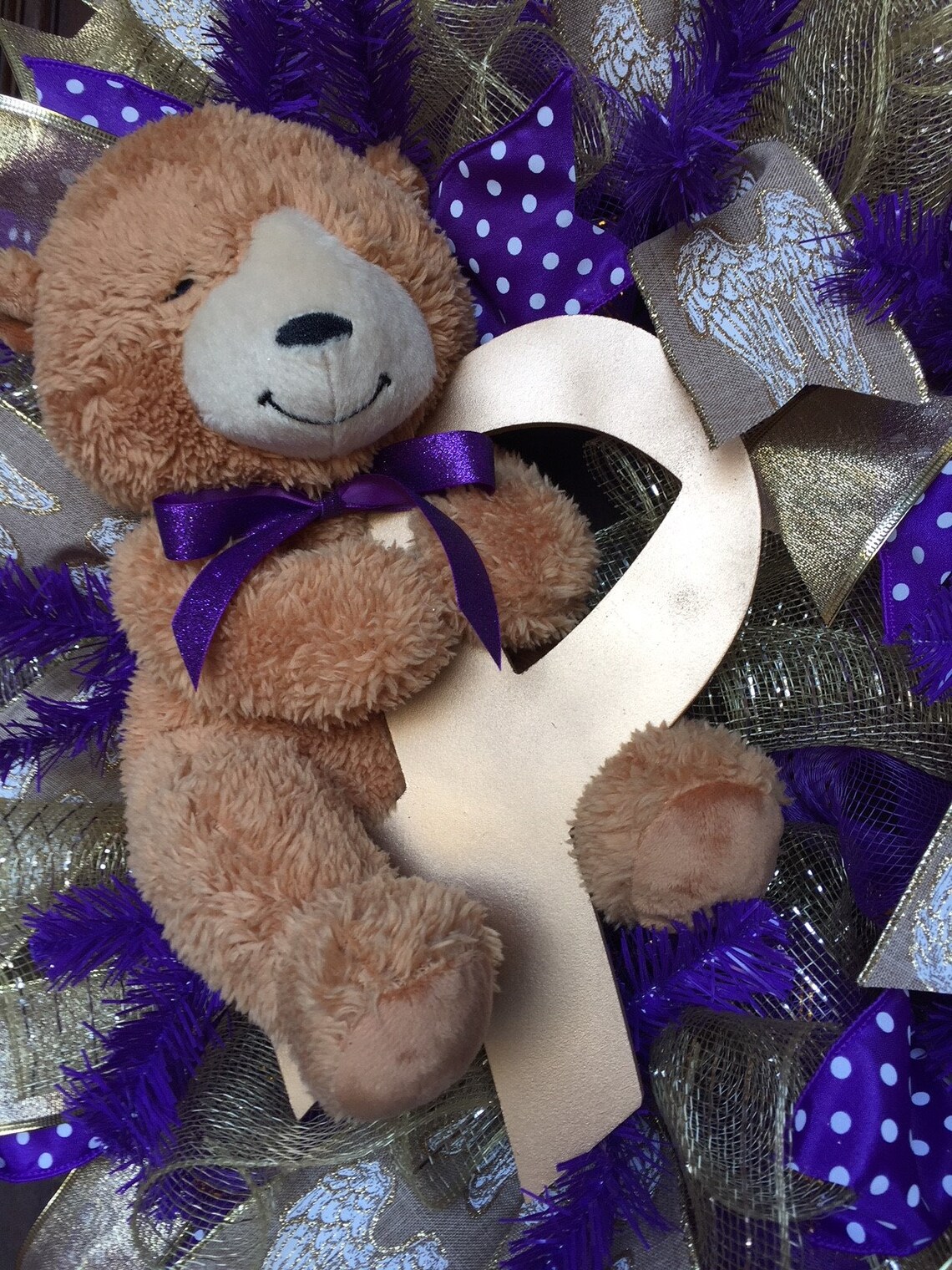 Childhood Cancer Awareness Wreath, Teddy Bear Cancer Awareness Wreath ...