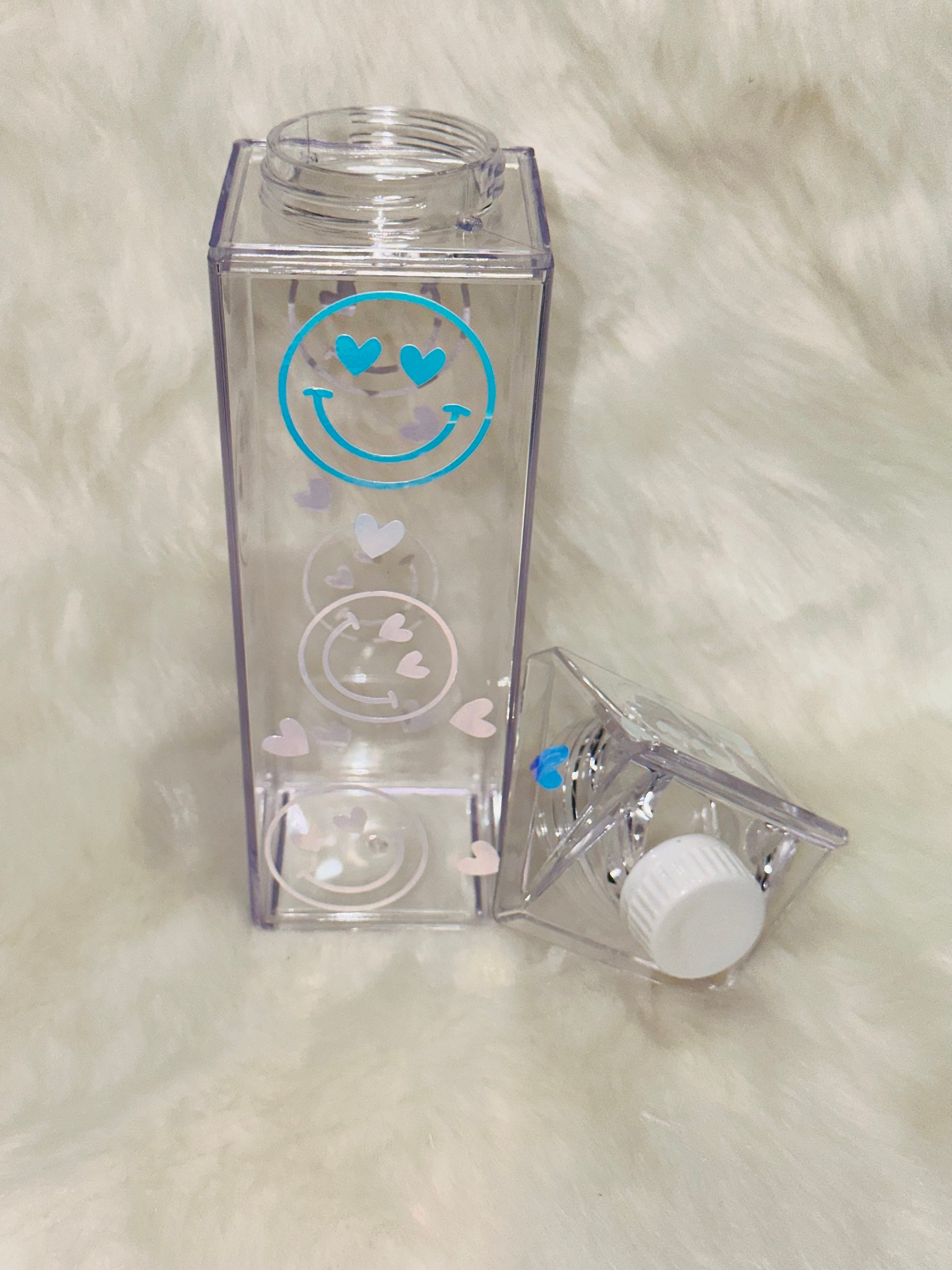 Smiley Face Milk Carton Water Bottle: Iridescent Vinyl Design, 17oz - Etsy
