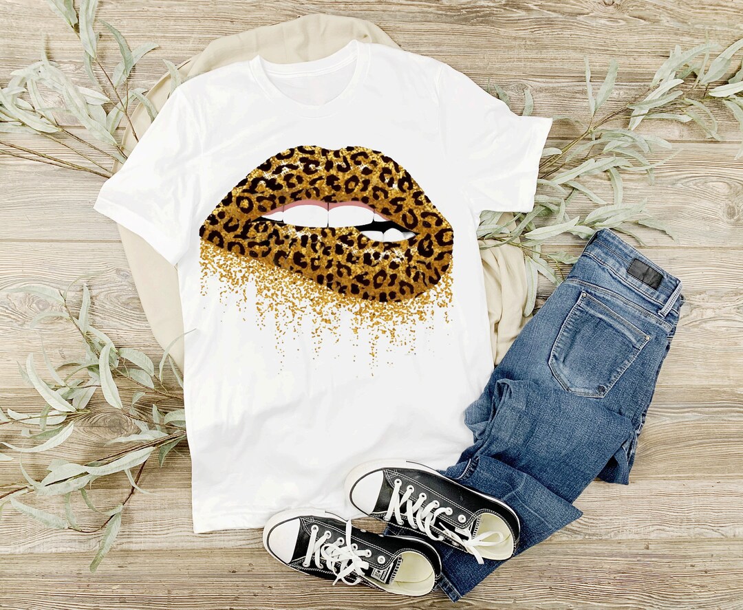 Leopard Print Biting Lips T Shirt, Fashion Lover Gift, Leopard Printed ...
