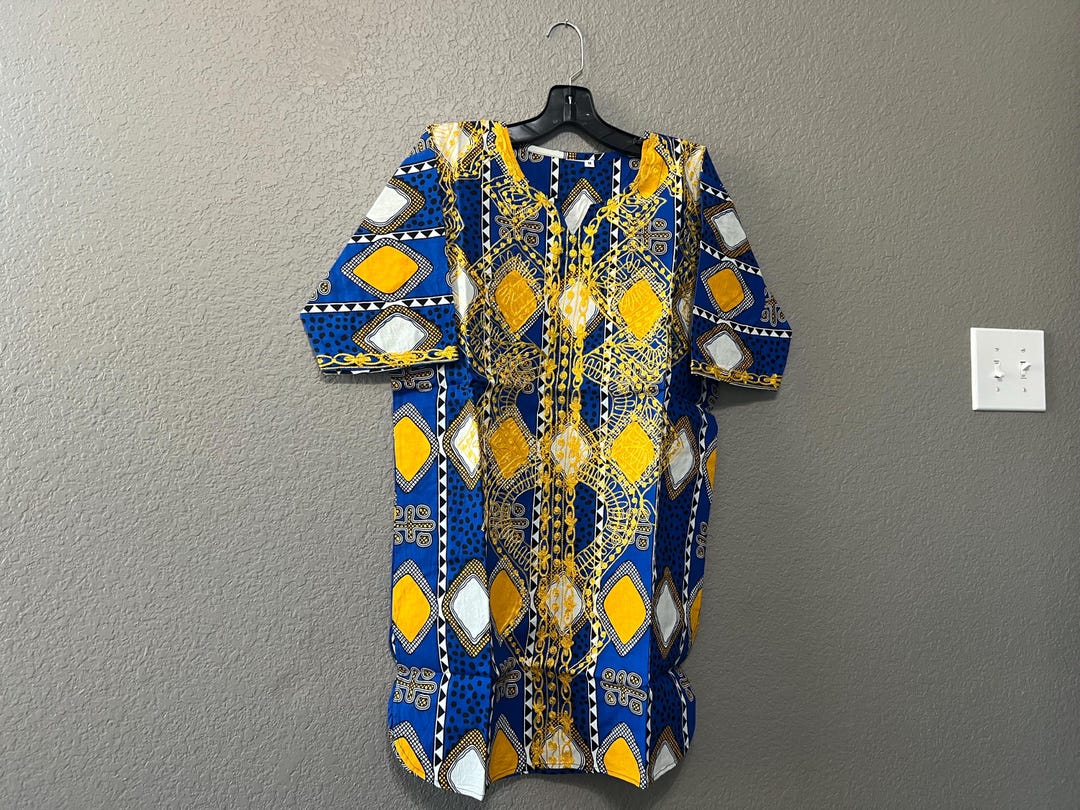 African Clothing for Men Dashiki S-7X Blue and Gold - Etsy