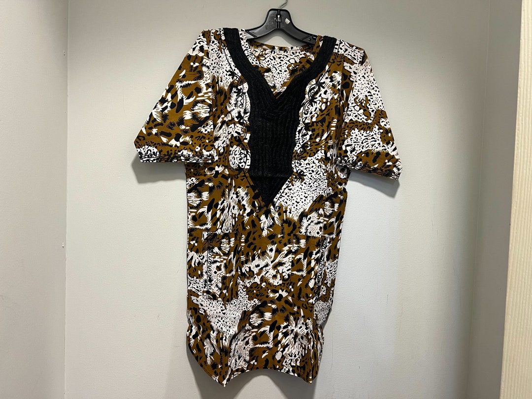 Embroidered African Clothing for Men/ Women Dashiki S-7X White Brown ...