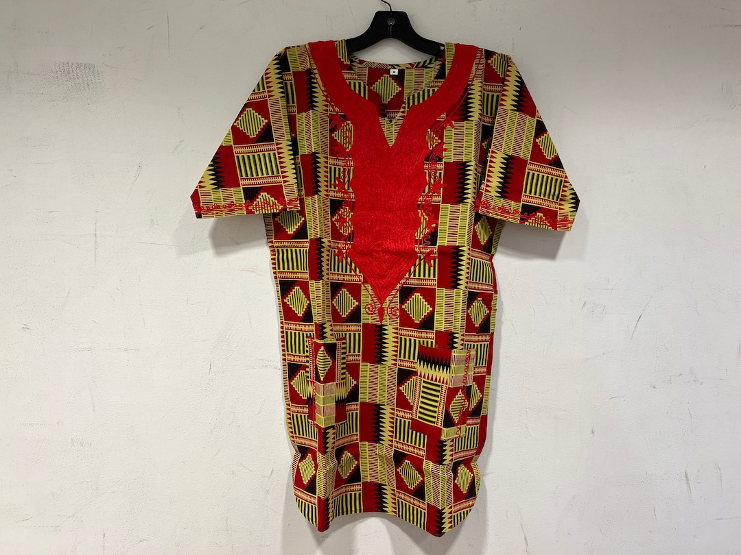 Embroidered African Clothing for Men Kente Dashiki S-7X Red - Etsy