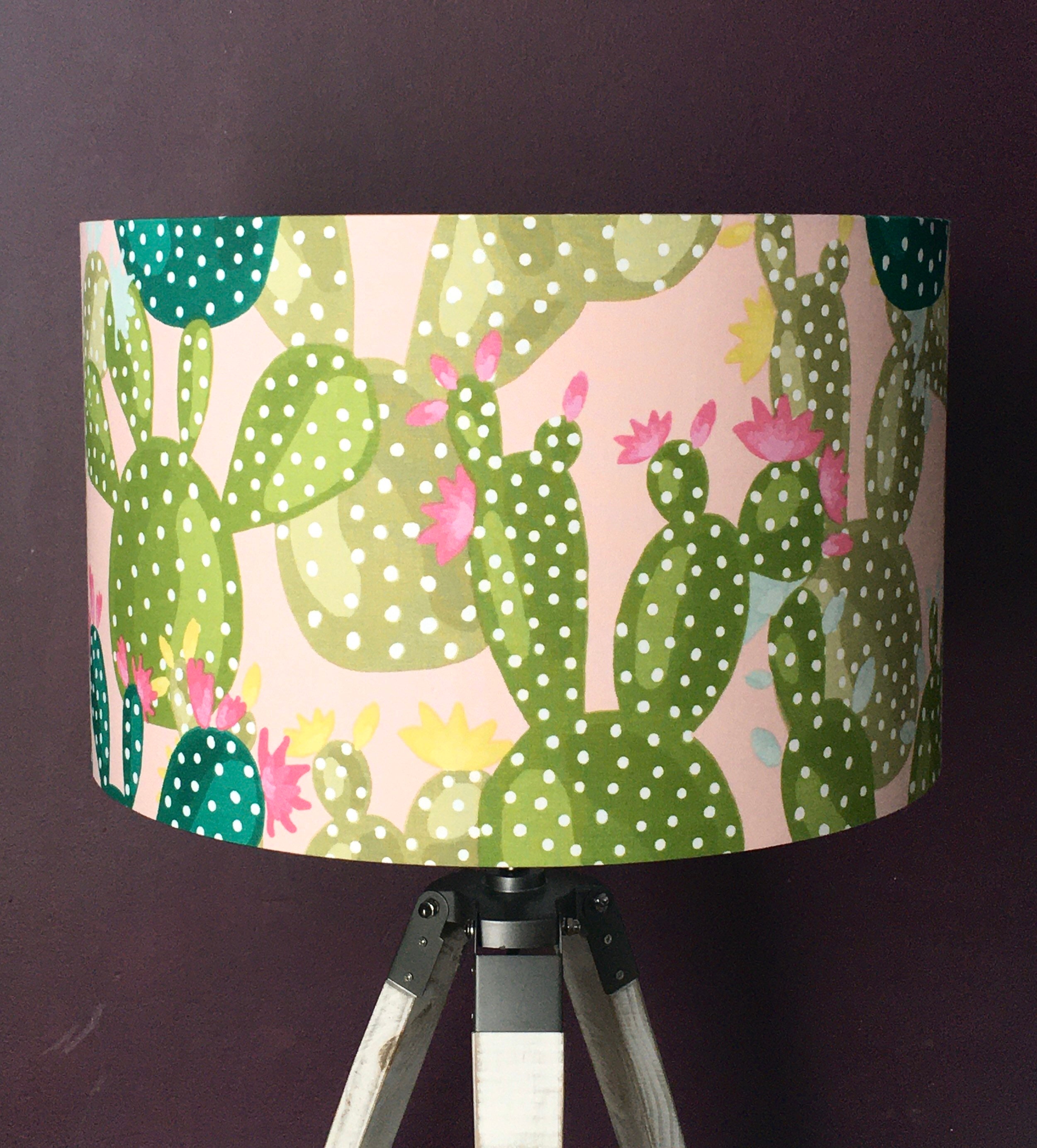 Cactus Lampshade Various Sizes Pink Flowers and Green Cacti Fabric ...