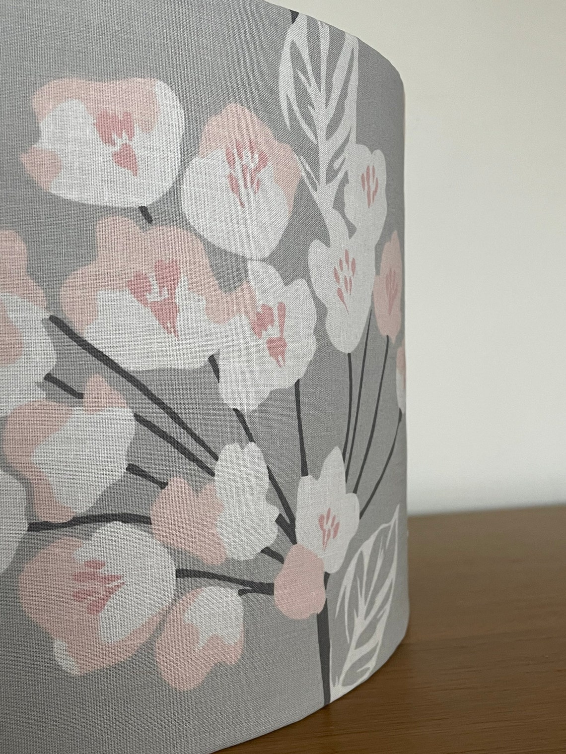 Grey, Dusky Pink and White Lampshade Floral Leafy 40cm 30cm 25cm 20cm ...
