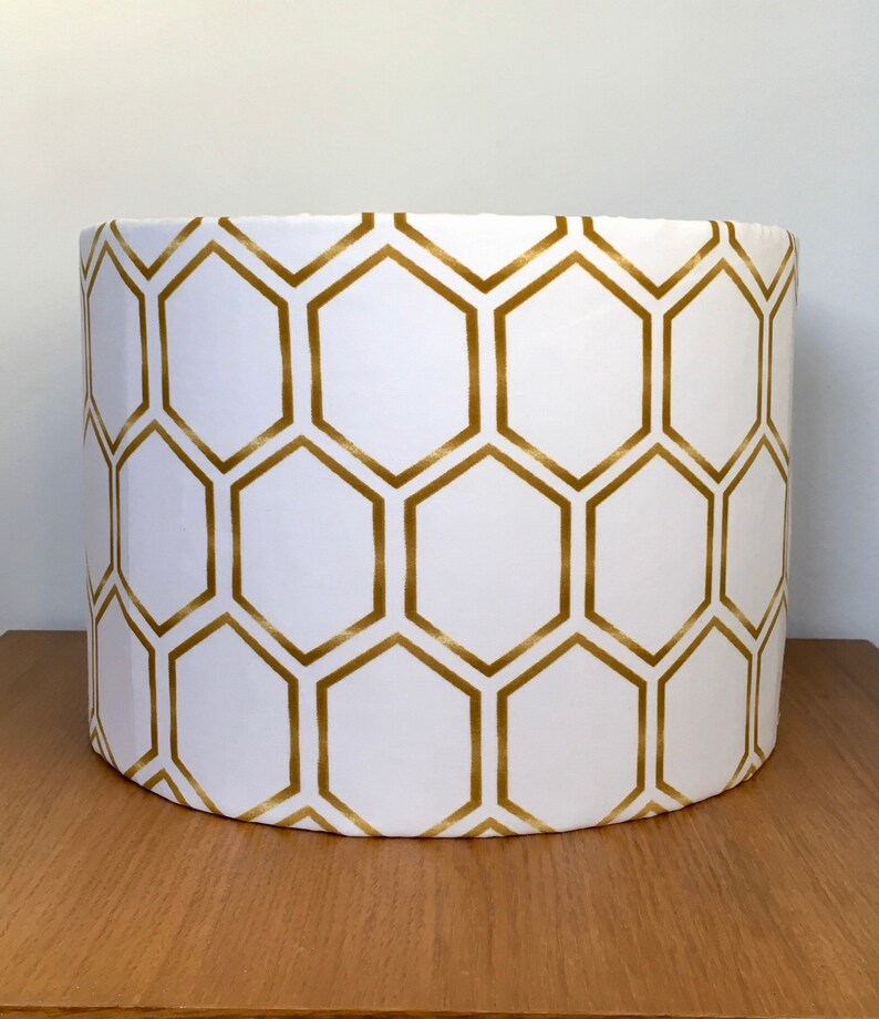 White Gold lampshade geometric pattern 40cm 30cm 25cm 20cm | Etsy