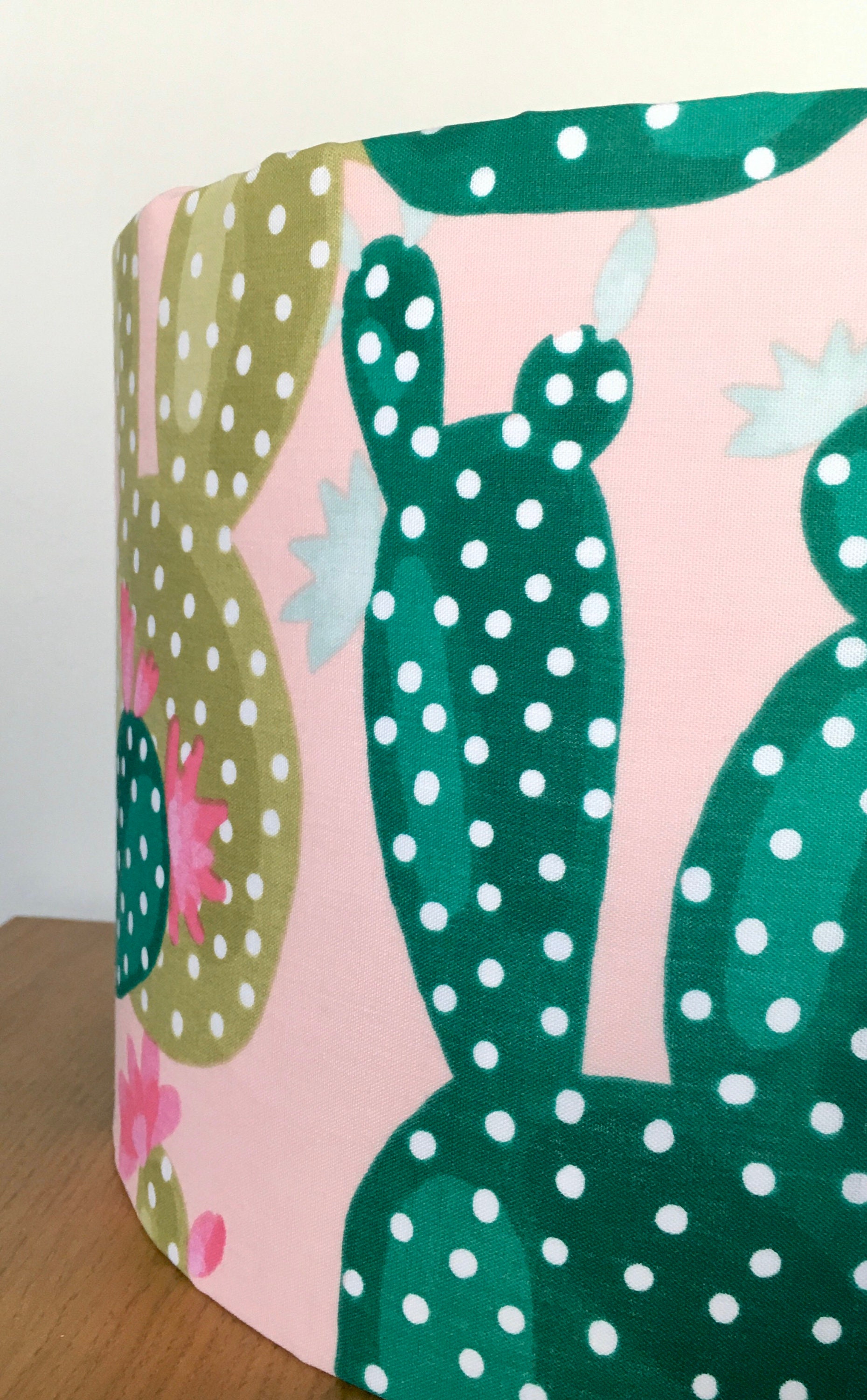 Cactus Lampshade Various Sizes Pink Flowers and Green Cacti Fabric ...