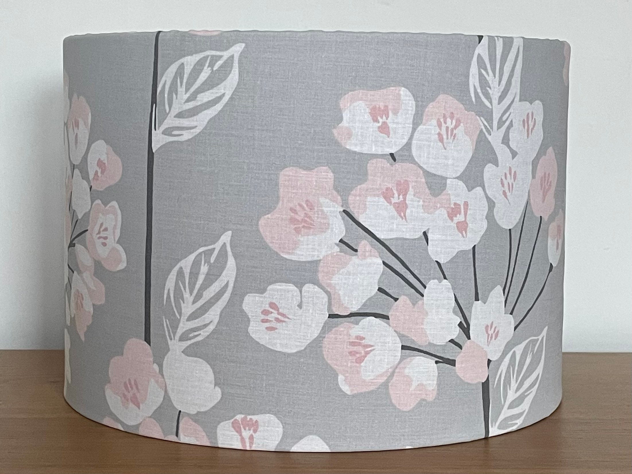 Grey, Dusky Pink and White Lampshade Floral Leafy 40cm 30cm 25cm 20cm ...